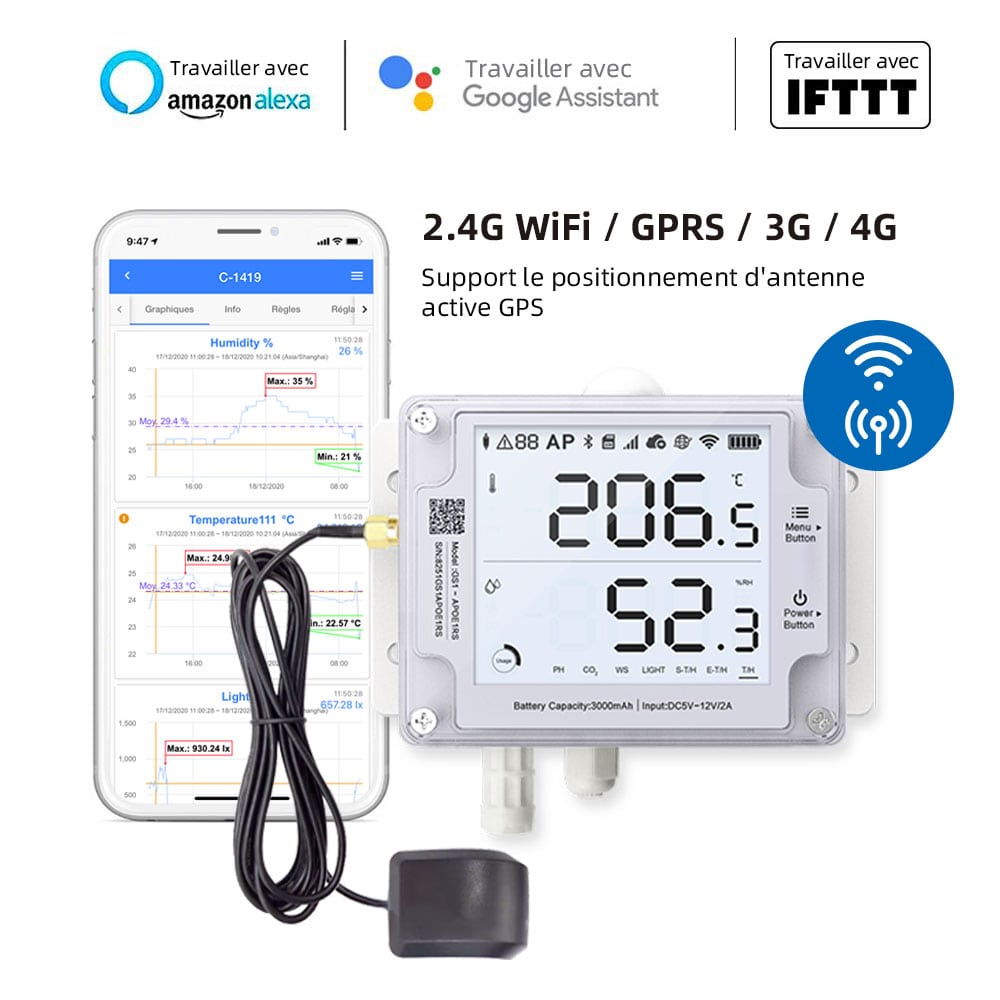 UBIBOT GS1-PL4G1RS - UbiBot Capteurs environnemental du WiFi | Système ...